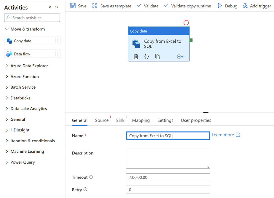 How do I load multiple Excel sheets in Azure data Factory?